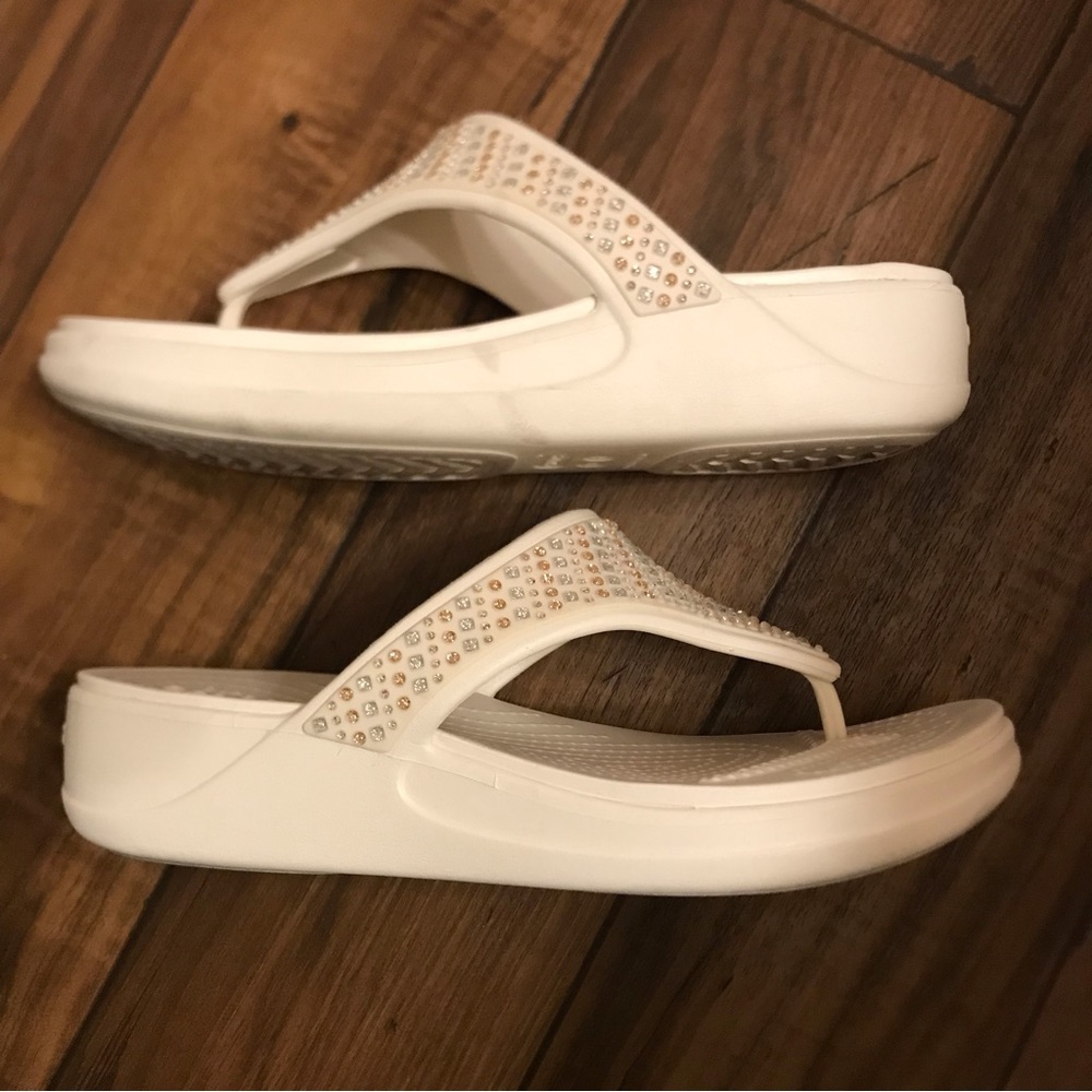 Crocs Monterrey Wedge Flip Flop Beige Oyster Size 8 W… - Gem